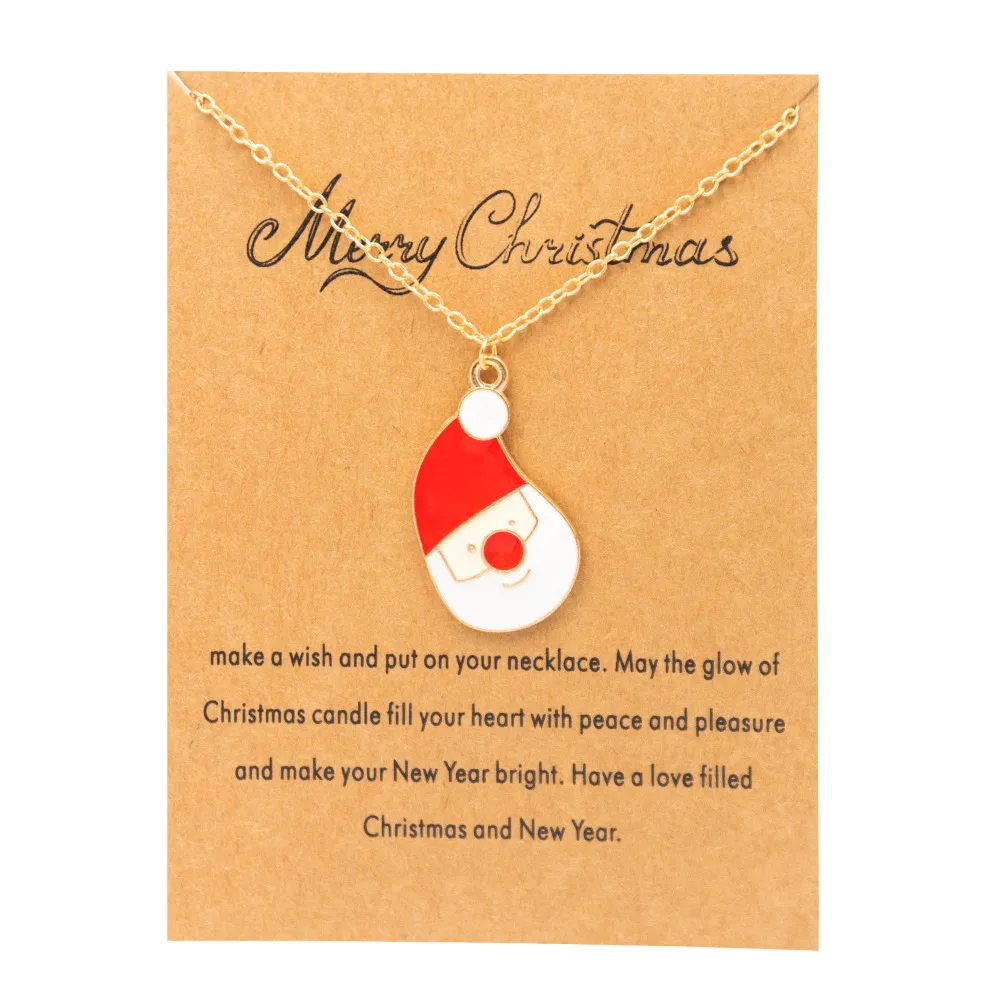Santa Claus Christmas Pendant Necklaces Green And Gold Holiday Jewelry ...