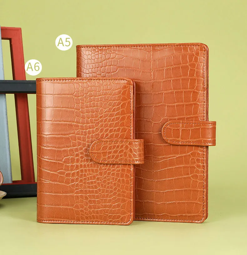 Refillable Notebook Binder: A6 Faux Crocodile Leather Planner, Compact ...
