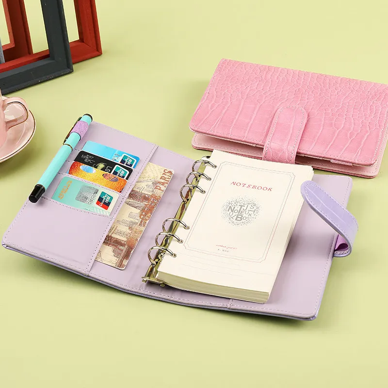 Refillable Notebook Binder: A6 Faux Crocodile Leather Planner, Compact ...
