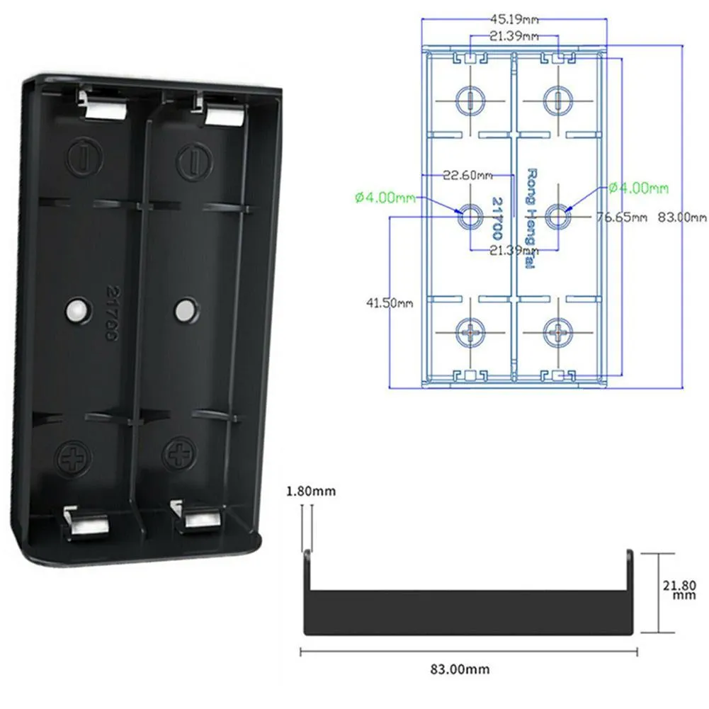 21700 Battery Case - Fireproof ABS Power Bank Storage Box 1/2/3/4 Slot ...