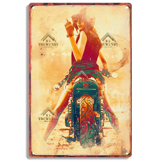 Vintage Pin Up Girl Plaque Metal Plate Tin Sign Plate For Garage ...