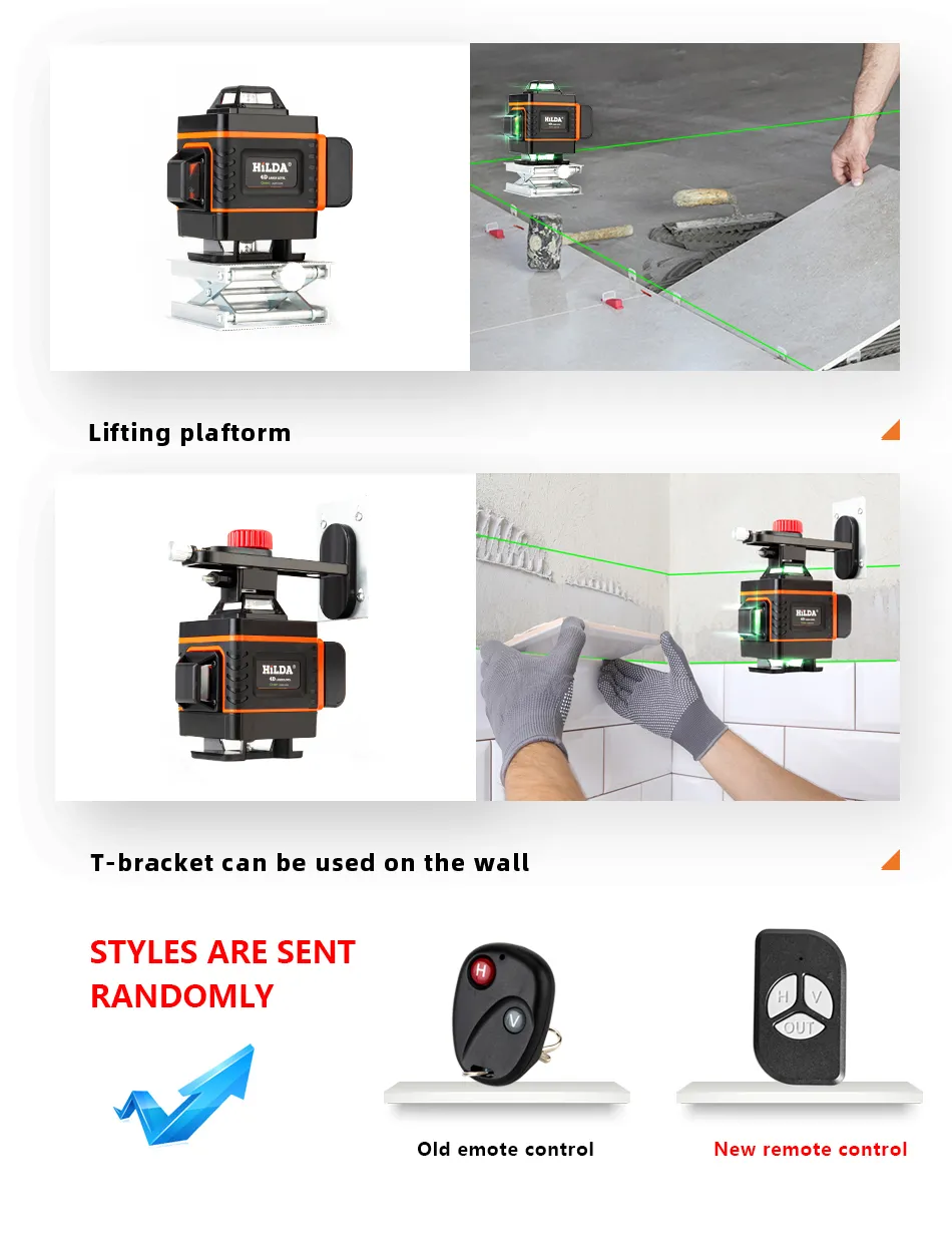 4D Green Laser Level - 12/16 Lines Self-Leveling 360 Horizontal ...