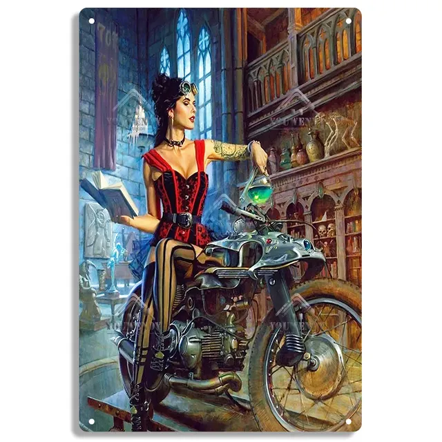 Vintage Pin Up Girl Plaque Metal Plate Tin Sign Plate For Garage ...