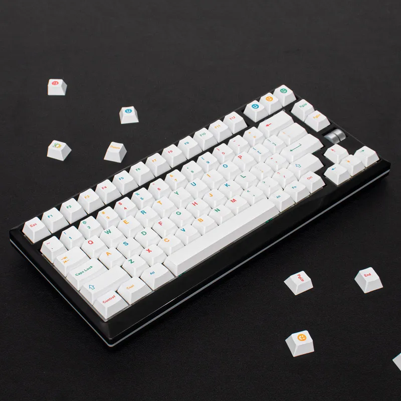 GMK Cool Kids Smile Face Keycaps 136 Keys PBT DYE SUB English Custom ...