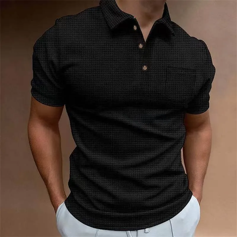Diseñador Para Hombre Polo Summer Waffle Polos Camisa Para Hombre Botón ...