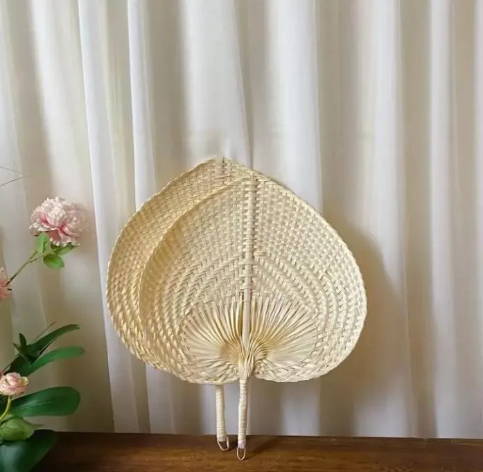 Party Favor Palm Leaves Hand Fans Handmade Wicker Natural Color Palm ...