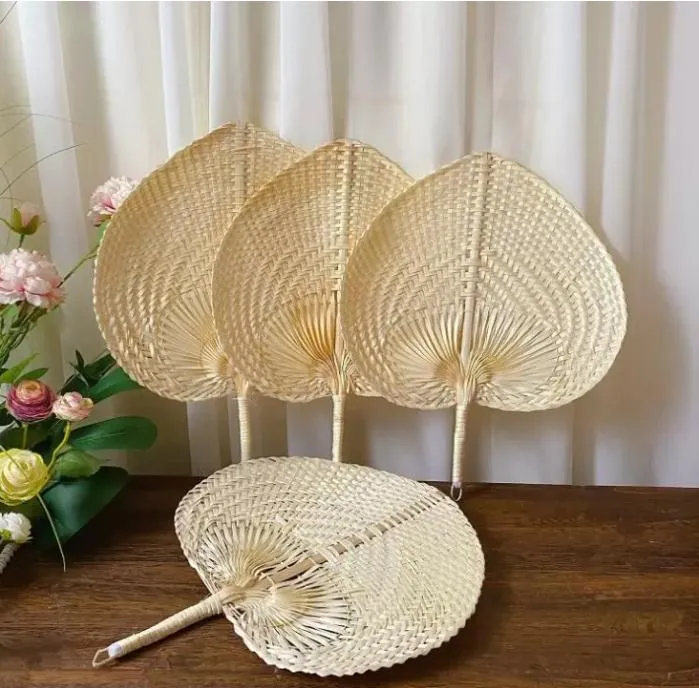 Party Favor Palm Leaves Hand Fans Handmade Wicker Natural Color Palm ...