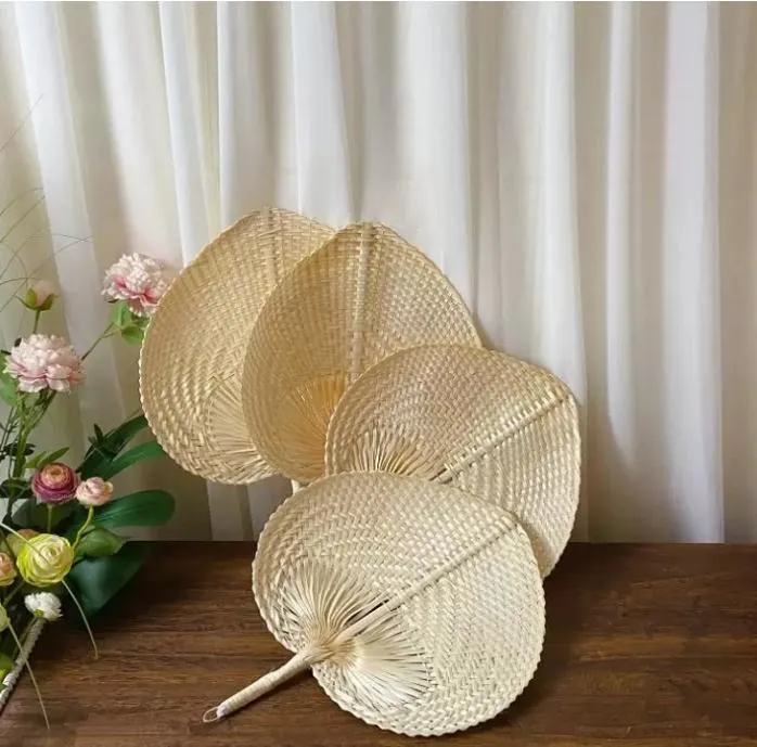 Party Favor Palm Leaves Hand Fans Handmade Wicker Natural Color Palm ...