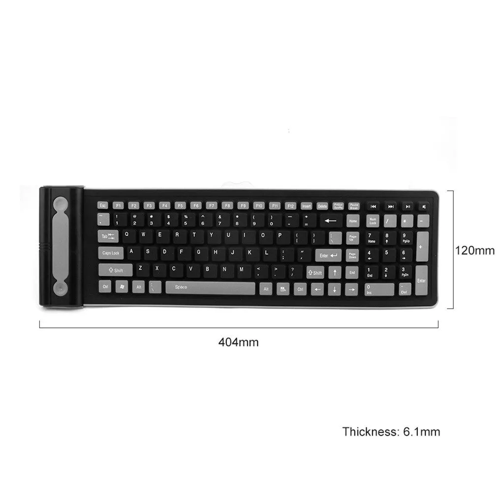 Wireless Silicone Keyboard, 2.4GHz Wireless, Foldable Rollup Keyboard ...
