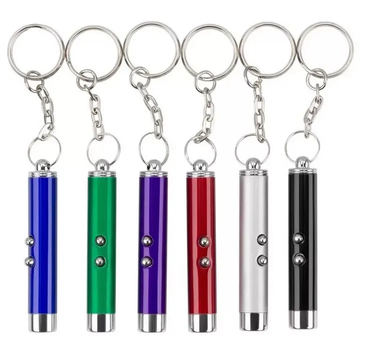 Mini 2in1 LED Laser Light Laser Pointers Pointer Key Chain Flashlights ...