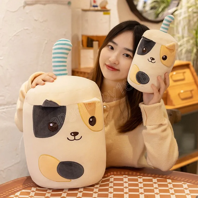 Cute Boba Milk Tea Plushie Toy With Soft Stuffed Bunny, Dog, And Cats ...