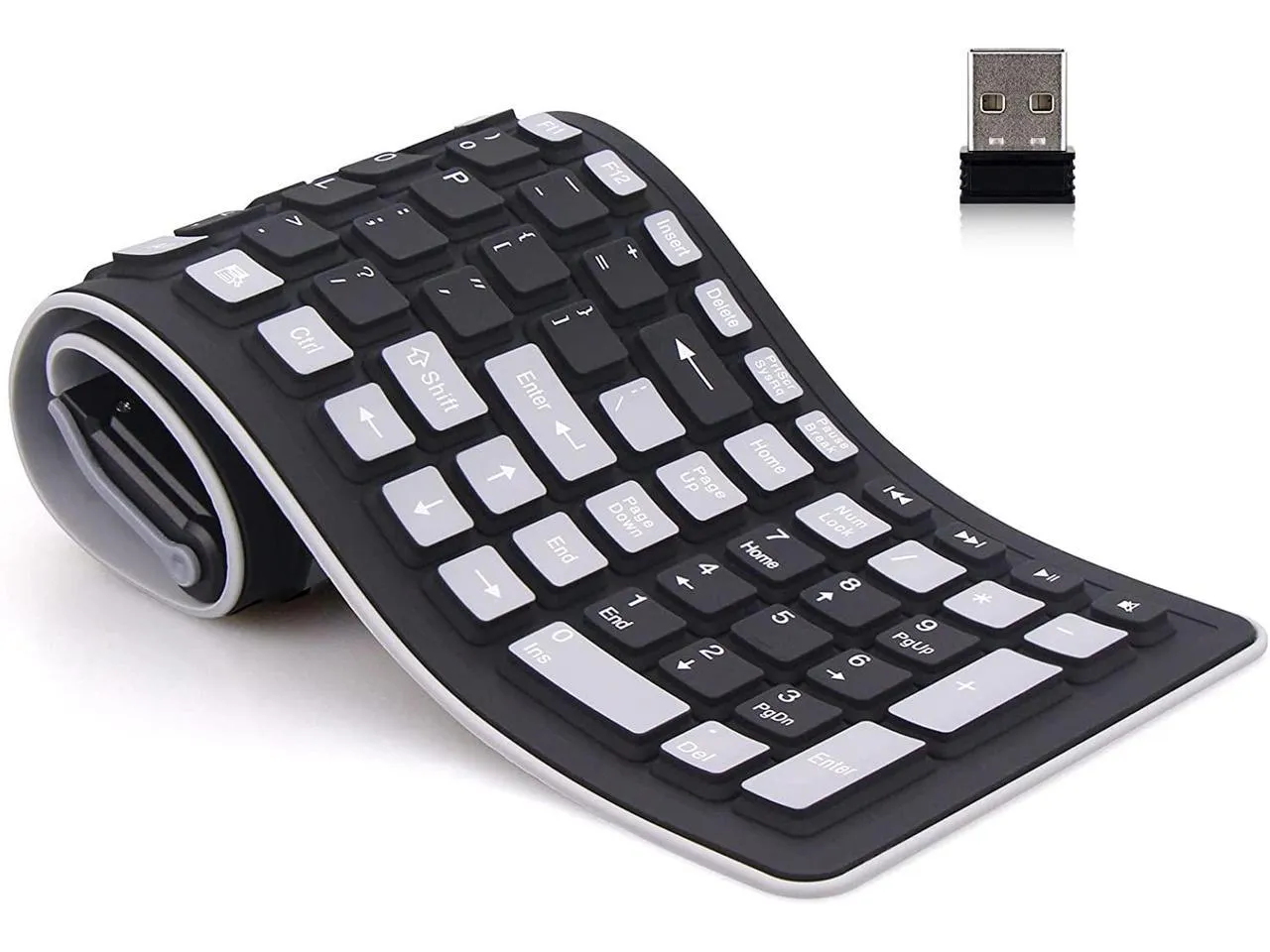 Wireless Silicone Keyboard, 2.4GHz Wireless, Foldable Rollup Keyboard ...