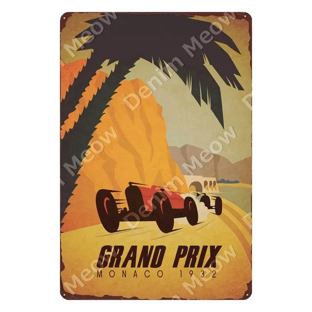 Speed Racing Vintage Metal Tin Sign Garage Bar Cafe Home Teal Canvas ...