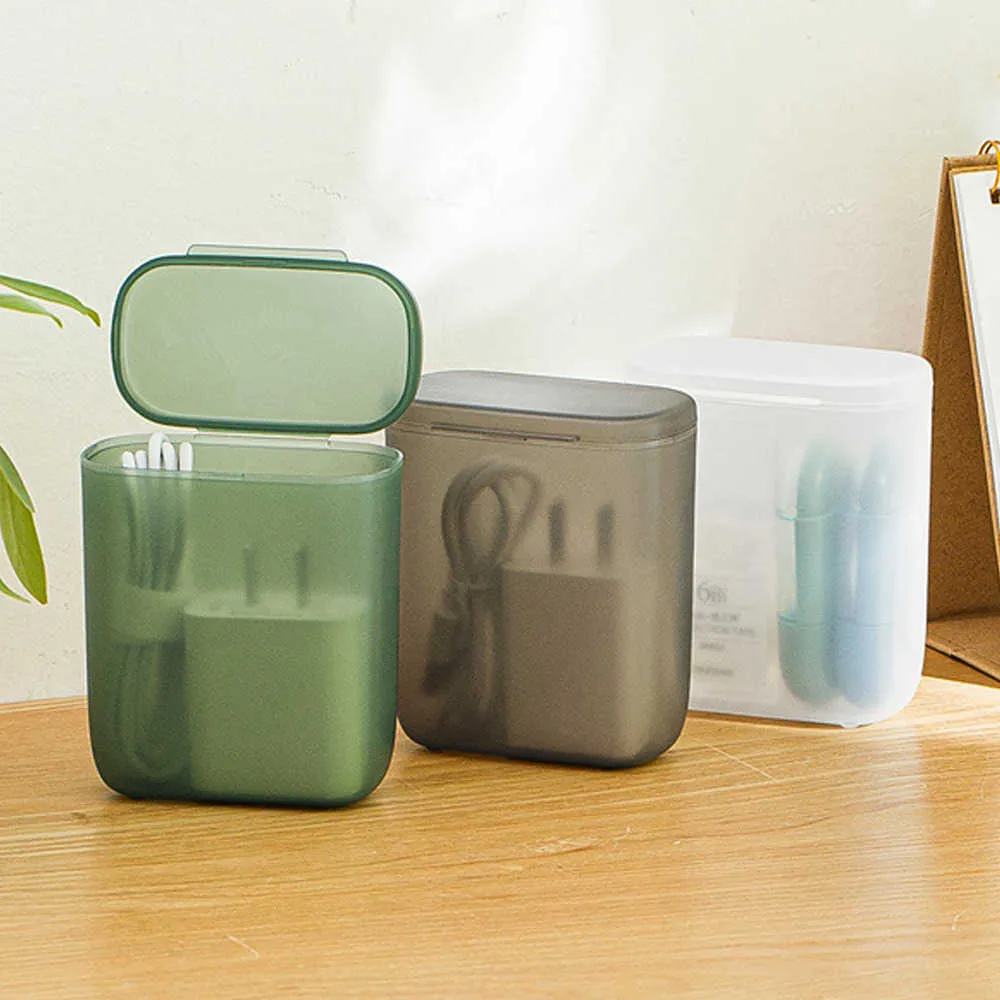 Desktop Storage Box Data Cable Organizer With Lid Transparent ...