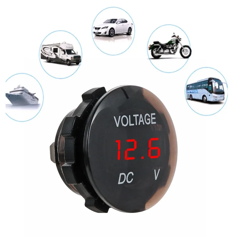 Waterproof Mini Round Livewire Motorcycle Voltmeter With LED Panel ...