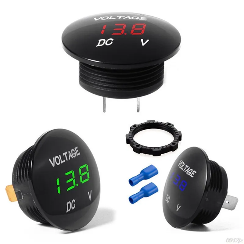 Waterproof Mini Round Livewire Motorcycle Voltmeter With LED Panel ...