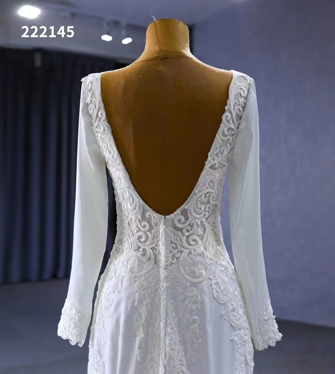 White Satin Mermaid Wedding Dress Modest With Backless Decal And Church ...