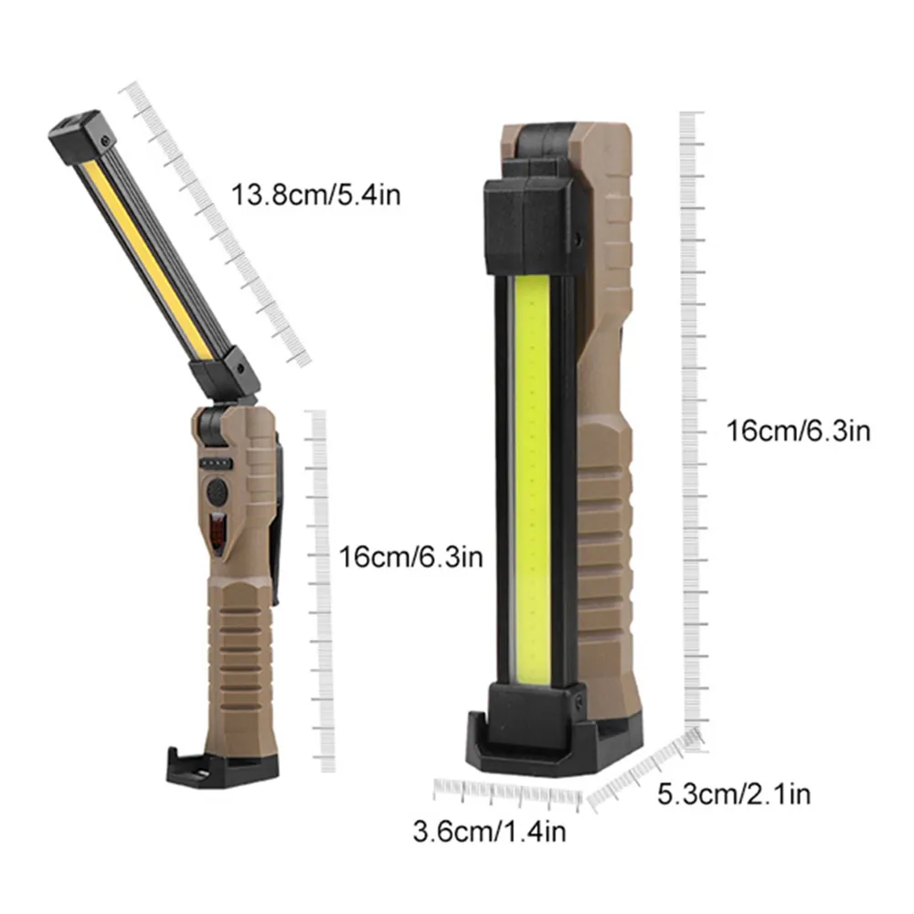Folding LED Work Light Rechargeable COB Flashlight For Car Emergency ...