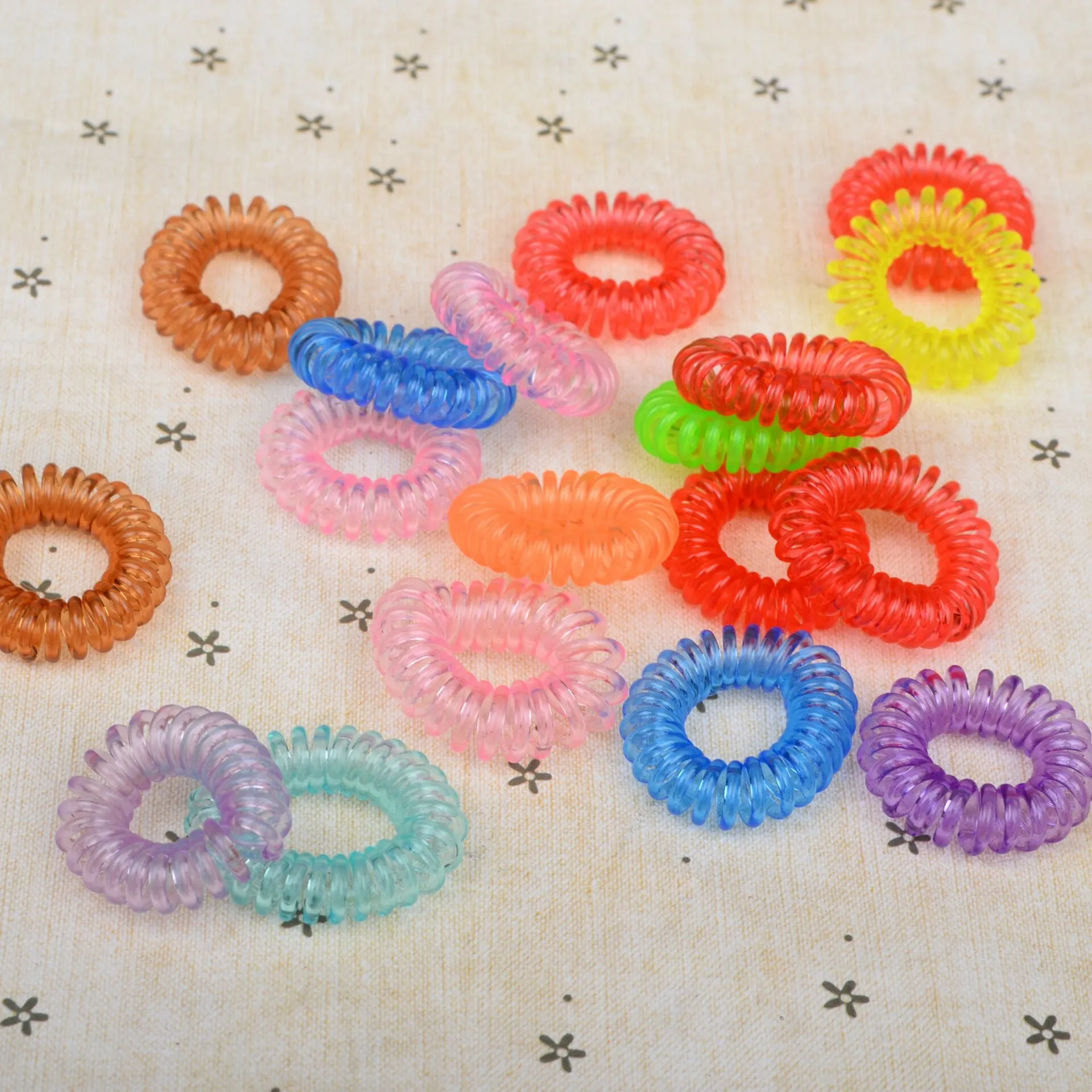 Spiral Elastic Hair Ties: No Crease Phone Cord Hair Coils, Candy Colors ...