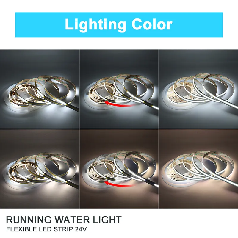 24V WS2811 Chasing Light COB LED Strip 360LEDs High Bright Water ...
