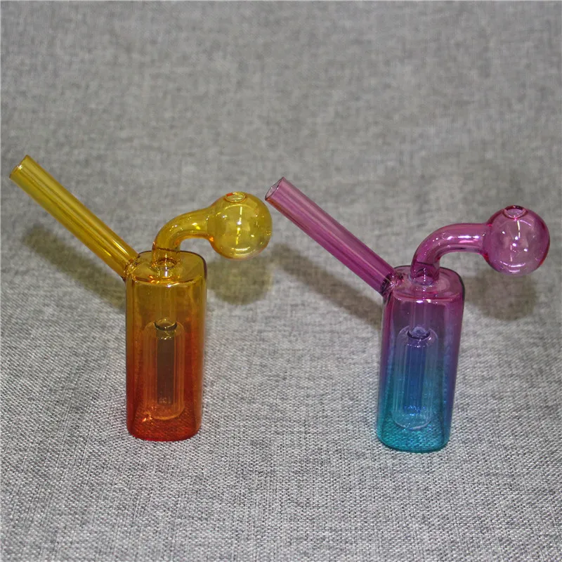 Dropshipping Colorful Mini Glass Oil Burner Bong With Recycler And Ash ...