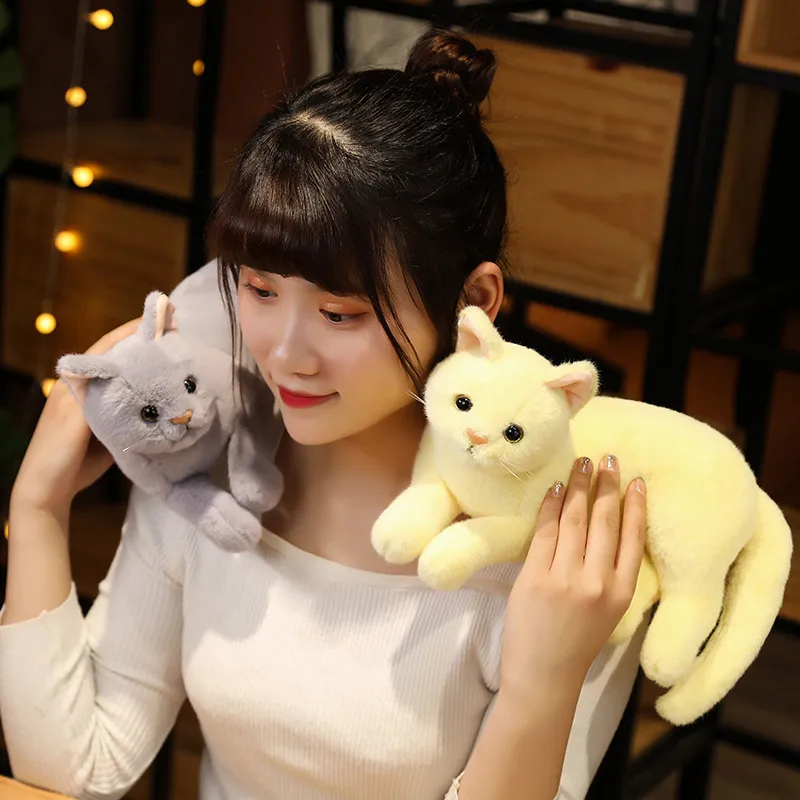 Realistic Lying Cat Plush - 30cm Soft Stuffed Animal Kitten Toy ...