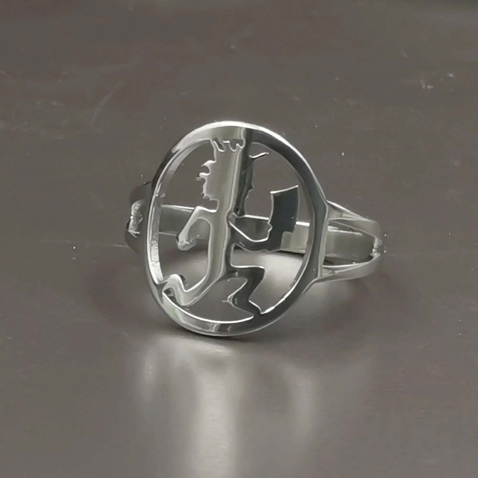 Mens Hatchetman ICP Ring Stainless Steel Fashion Polished Silver ...