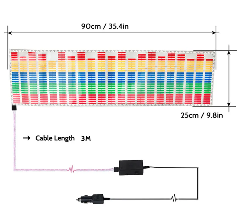 90X25CM Party Event Supplies Car Music Rhythm Rgb Lamp Windshield LED ...