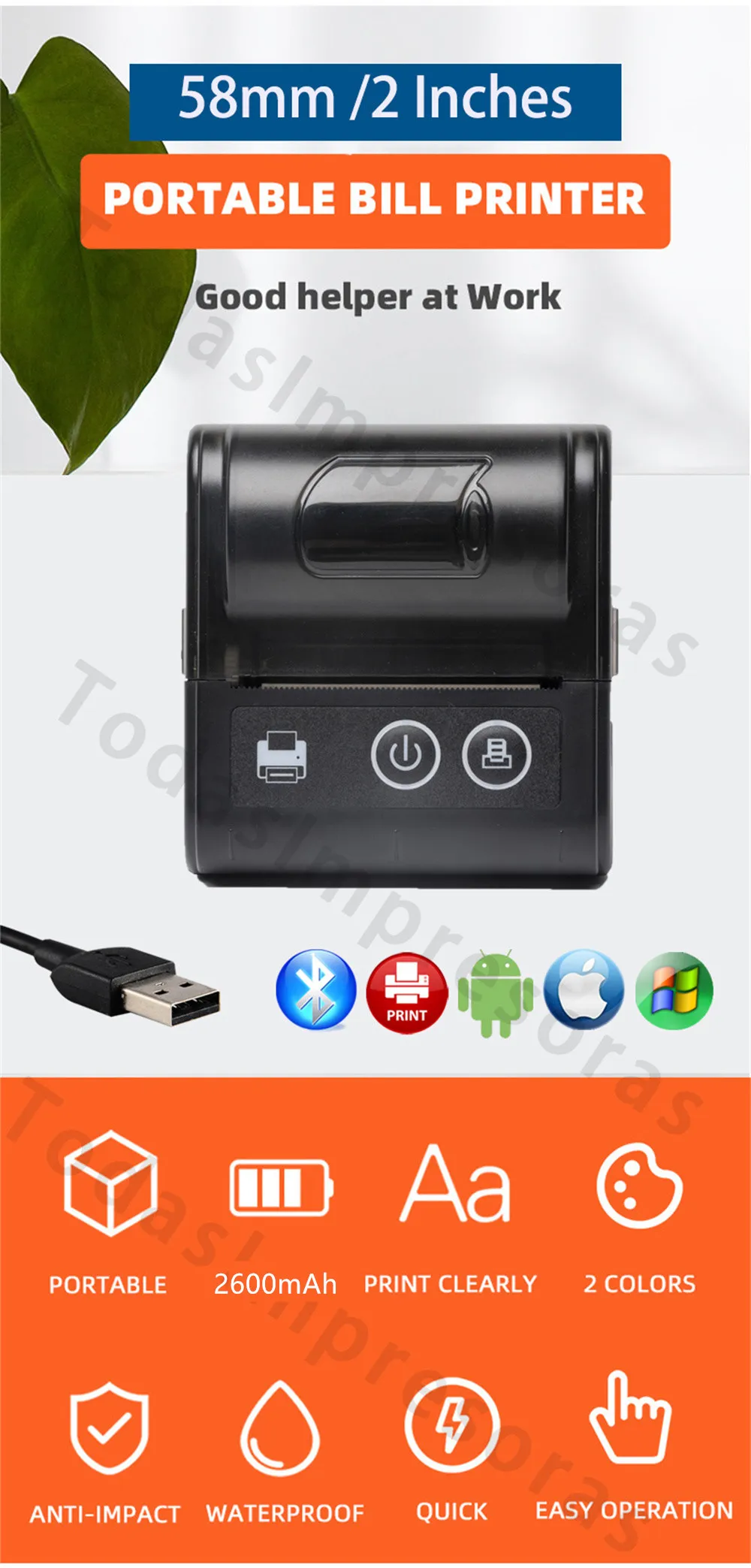 Mini Bluetooth Thermal Bill Printer Wireless Protable Develive App ...