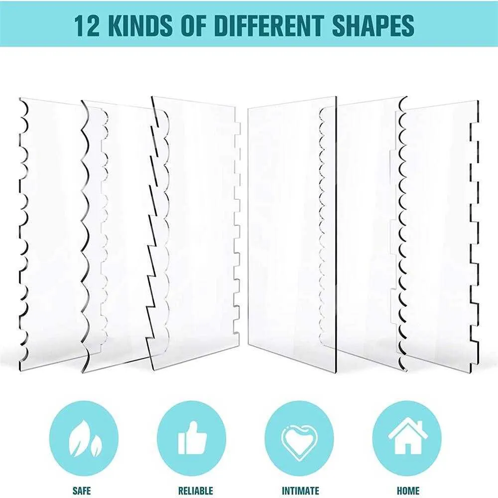 Acrylic cake scraper tool Tool - 11 Patterns for Decorating, Icing ...