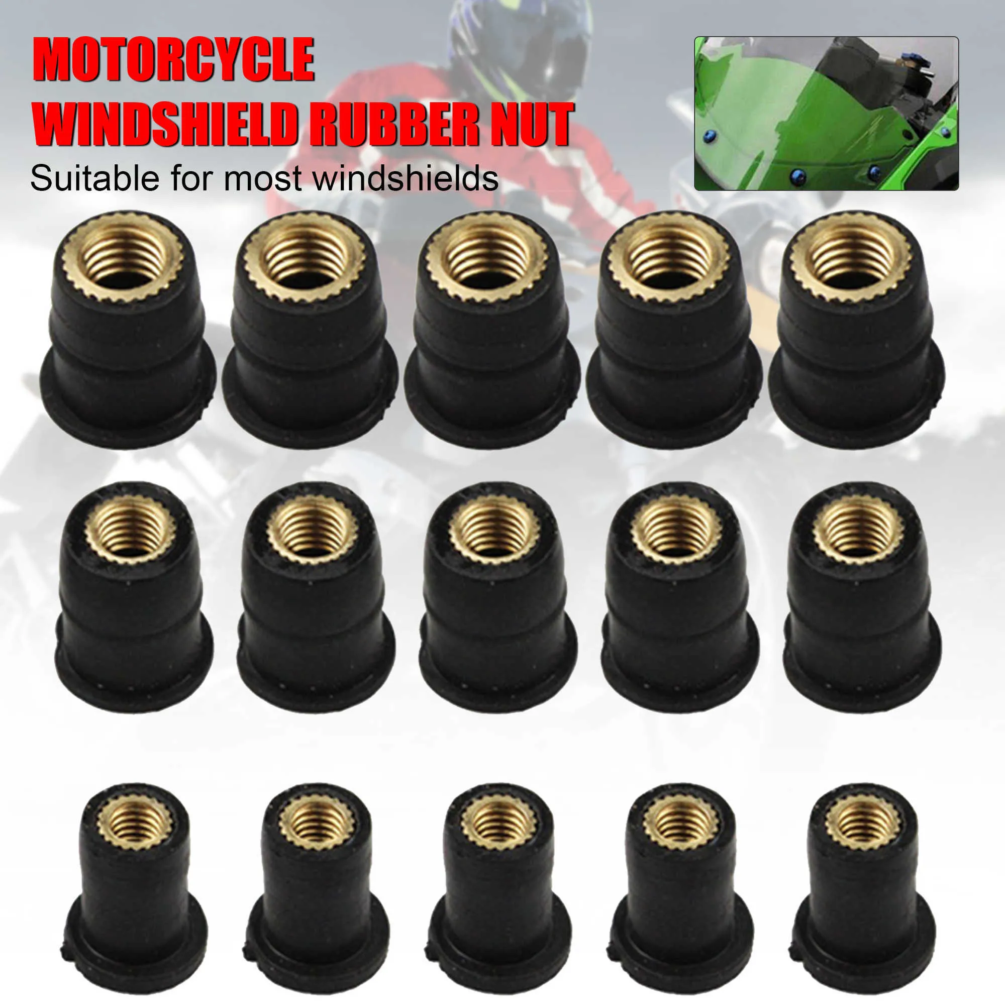 Motorcycle Fairings Universal M4 M5 M6 Rubber Well Nuts, Windscreen ...