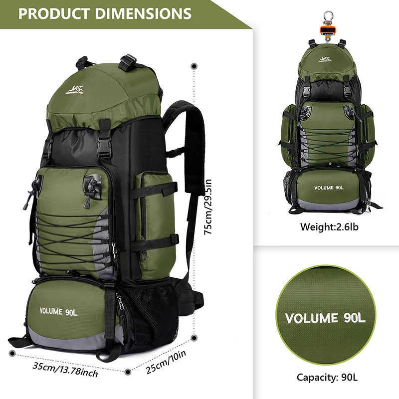 90L Backpacking Pack - Large Capacity Travel Bag for Camping, Hiking ...