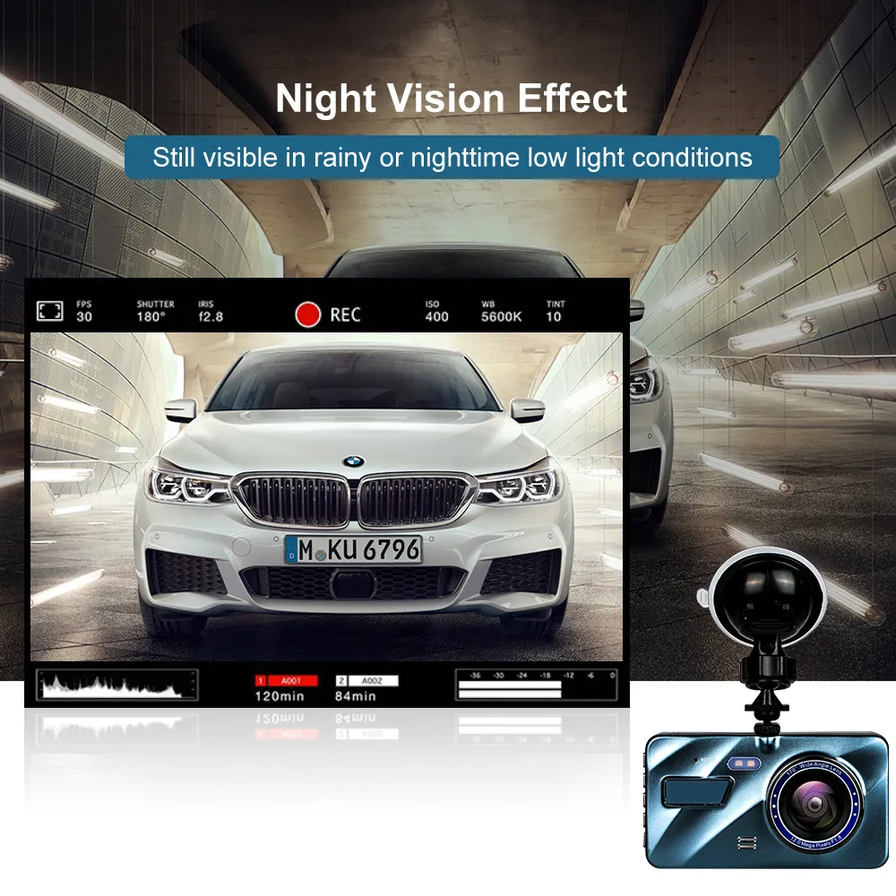 Car DVR Dash Cam And Rear View Camera: Dual Lens 1080P Full HD 4 Car ...