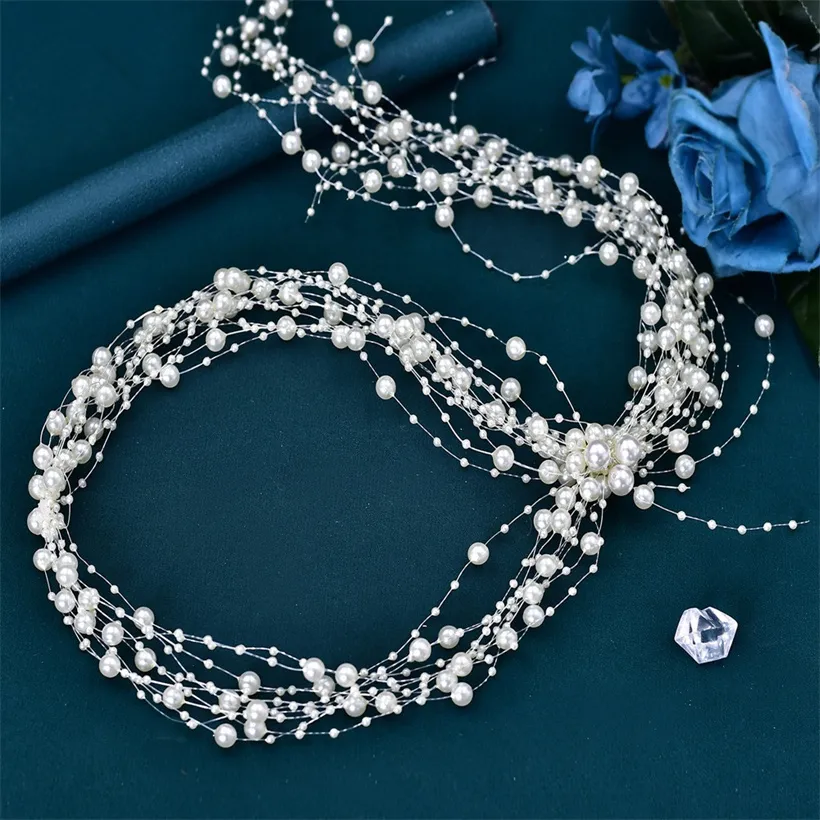 Elegant Pearl Wedding Headband - Korean Bridal Tiara, Long Hairband ...