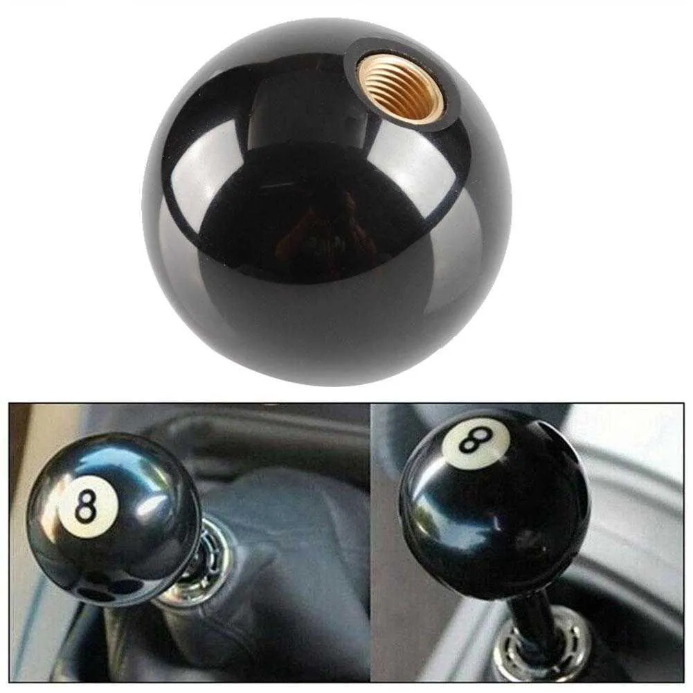 Universal Car Black Pearl Shift Knob 8 Ball Gear With M8/M10 Threaded ...
