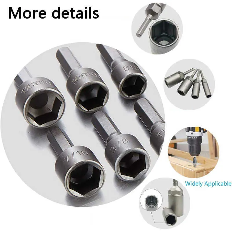 9/Hex Socket Wrench Drill Bit Set - 5mm-13mm Nut Driver, Power Tool ...