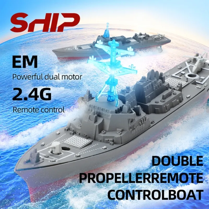 RC Model Speed Warship Speed Boat Toy Remote Control Warship 2.4GHz ...