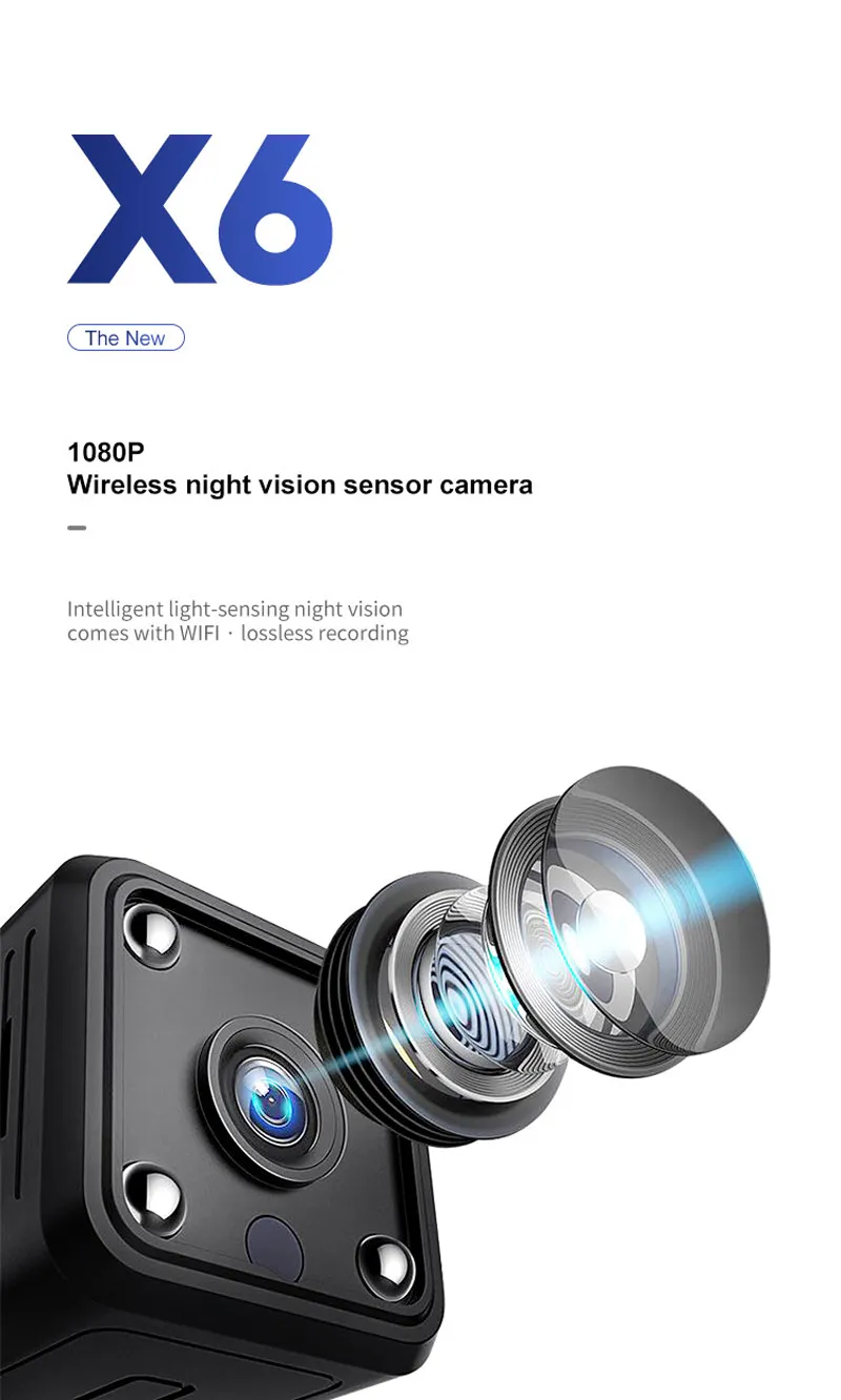 Small WiFi Cameras X6 HD 1080p IR Night Vision Mini Camera Home ...