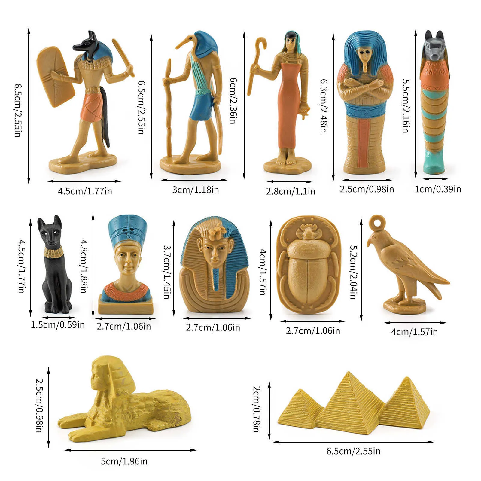 Egyptian Goddess And Goddess Figurine Set With Anubis Sphinx And ...
