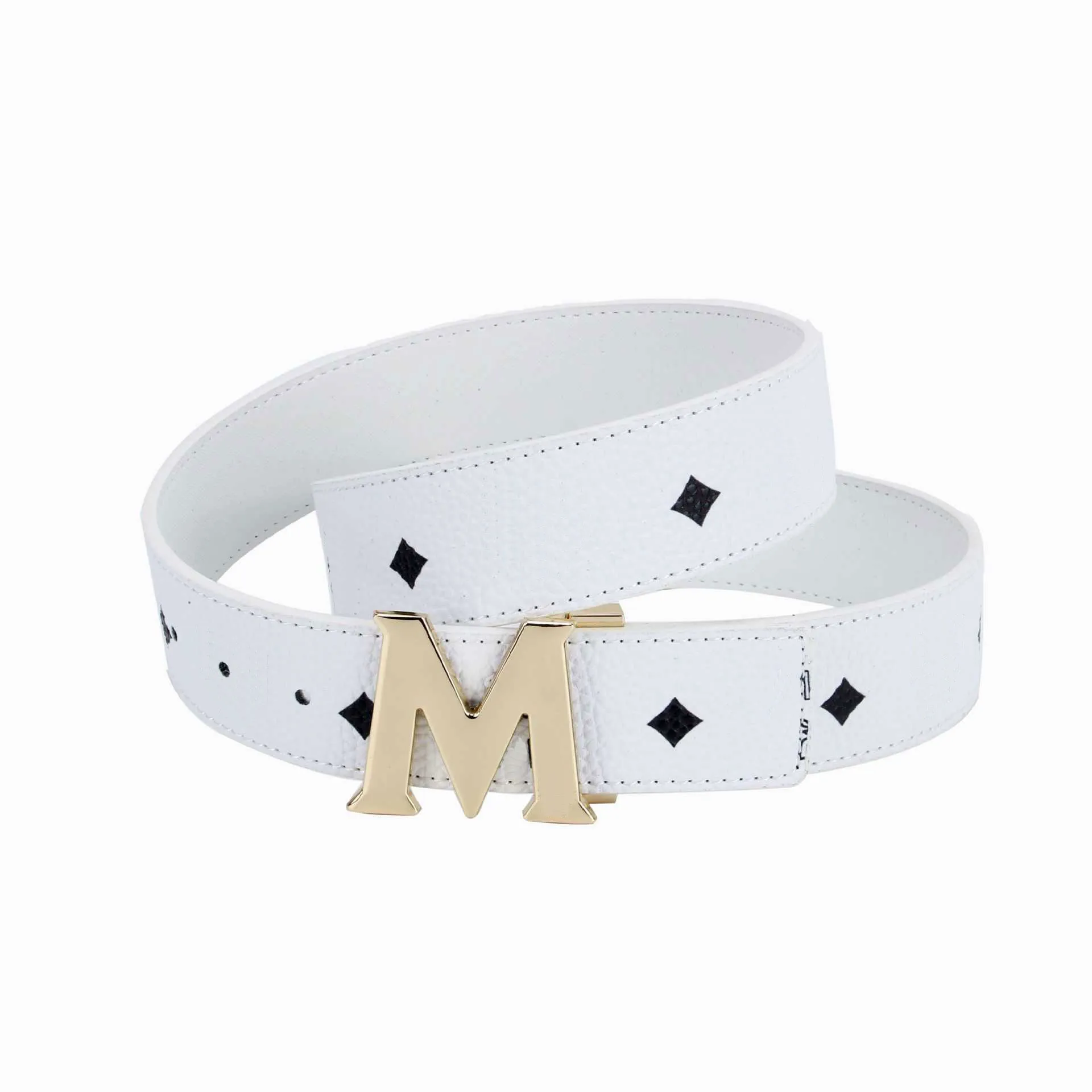 Genuine Leather Letter M Buckle Belt For Men And Women, Black, White ...