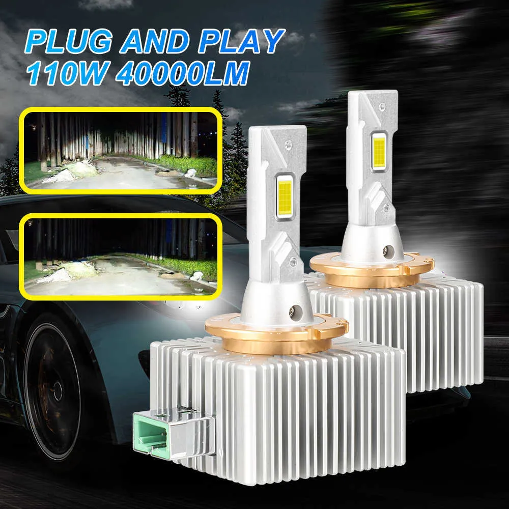 LED Headlights Bulbs for Cars - D1S, D2S", D3S/D4S / D5S - 110W, 40000Lm - Canbus Two-Sided ...