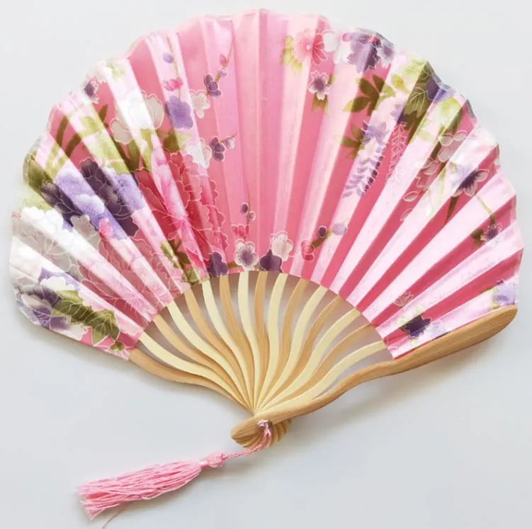 Personalized Folding Fans Chinese Japanese Style Silk Printed Bamboo ...