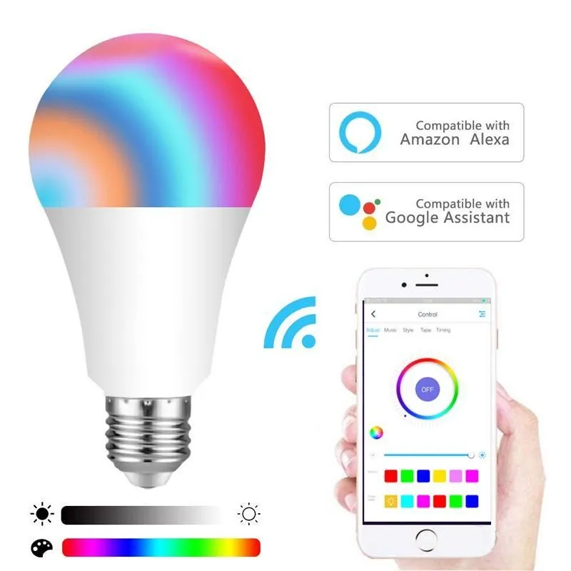 LED RGB Light Bulbs, E27 7W Smart Bulb: Wifi Enabled, Dimmable & Color ...