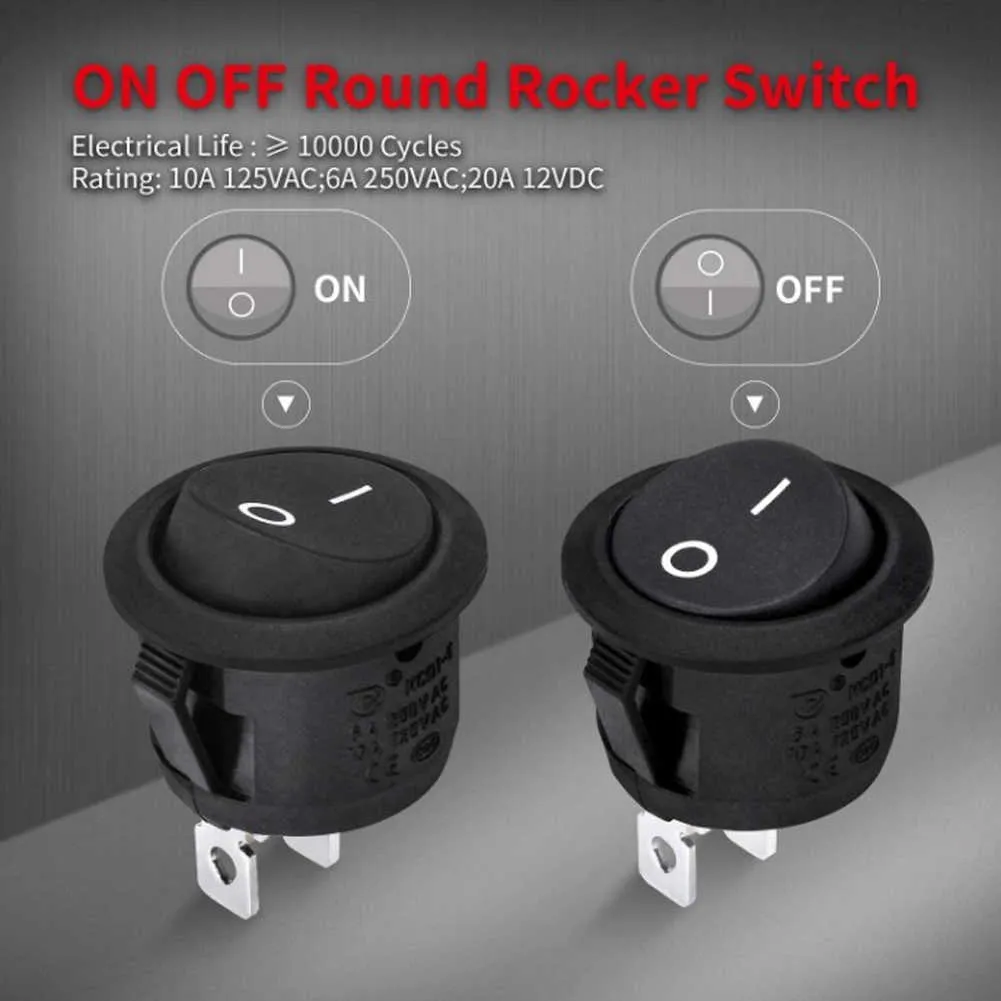 5 Pack 12V Round Rocker Switch For Camper, Van, Caravan, Depth Finder ...