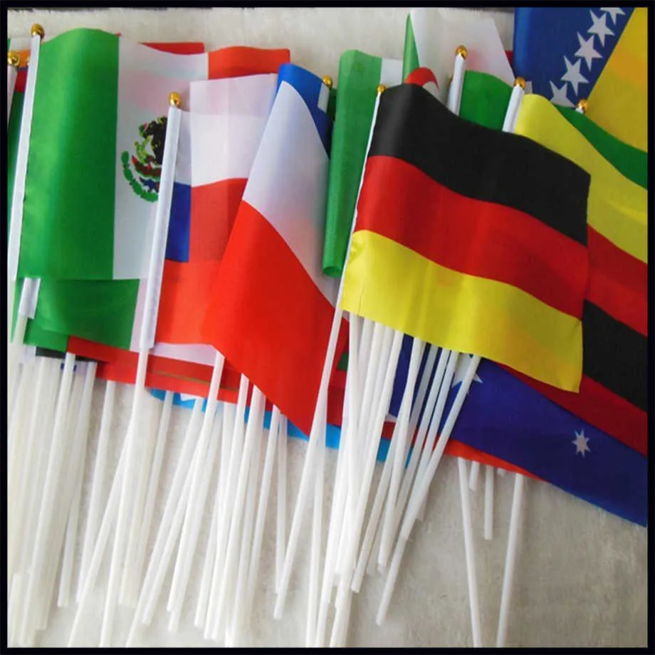 Custom Hand Flag Banner Red Flags 14x21CM Company Design For Election ...