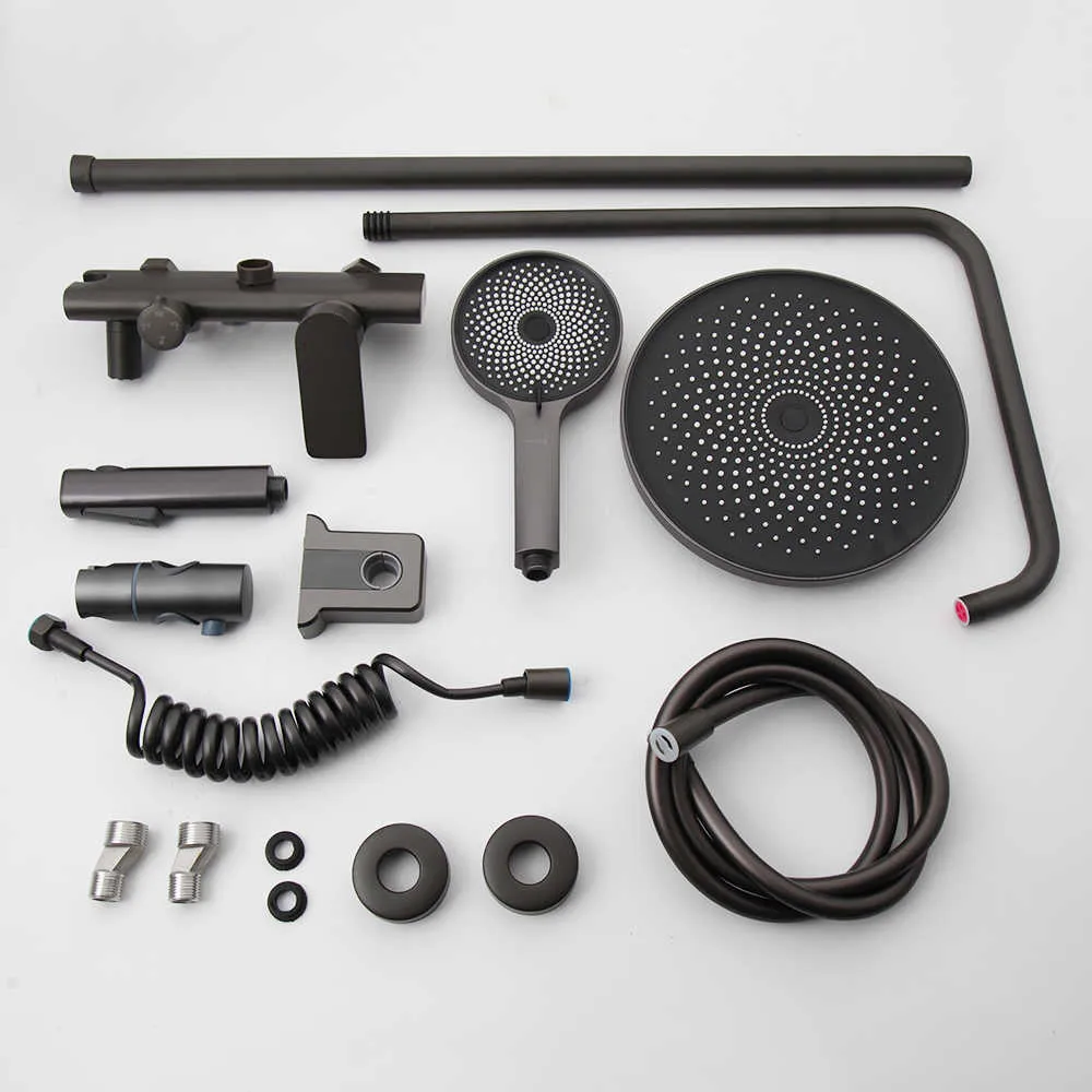 DHgate.com:KEMAIDI Rainfall Shower Set: Gun Grey Brass Bathroom System ...