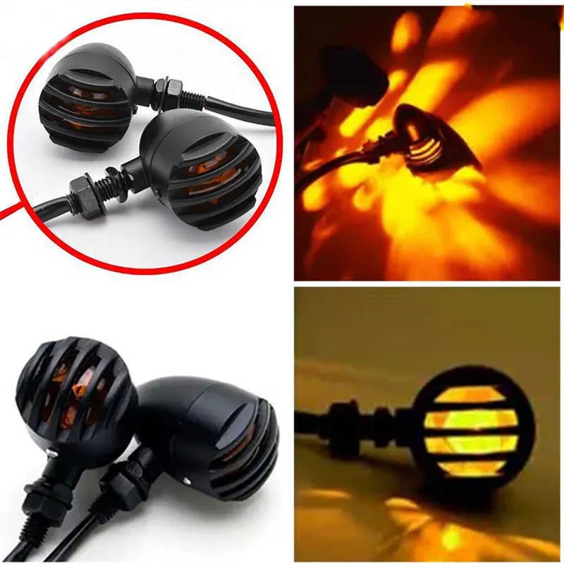 DHgate.com:Retro Bullet Black Grid Motorcycle Turn Signal Light Halogen ...