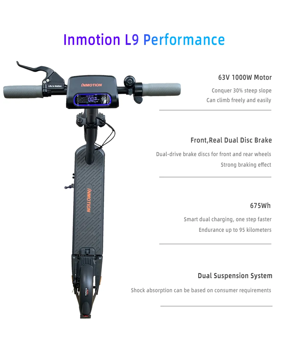 Inmotion L9 Scooter Electric Scooter 1000W محرك ، نطاق 60 80 كيلومتر ...