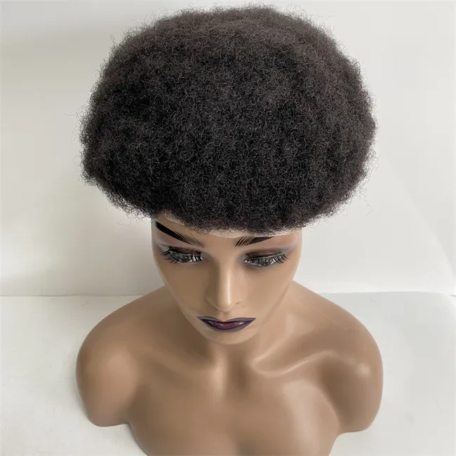 Natural Black Afro Toupee - Mongolian Virgin Hair System for Men, 8x10 ...
