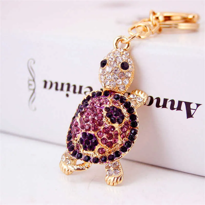 Fantasy Gold Rhinestone Torch Keychain With Animal Turtle Design ...